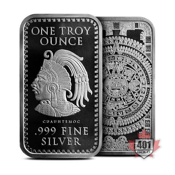 1 oz Aztec Silver Bar (Cuauhtemoc) 999 | 401Gold Inc
